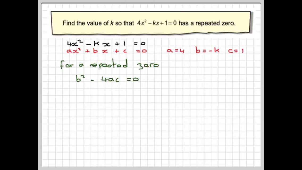Use Of Discriminant To Find A Repeated Root YouTube use-of-discriminant-to-find-a-repeated-root-youtube