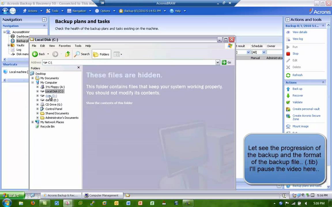 how-to backup system partition with Acronis backup recovery advanced ...