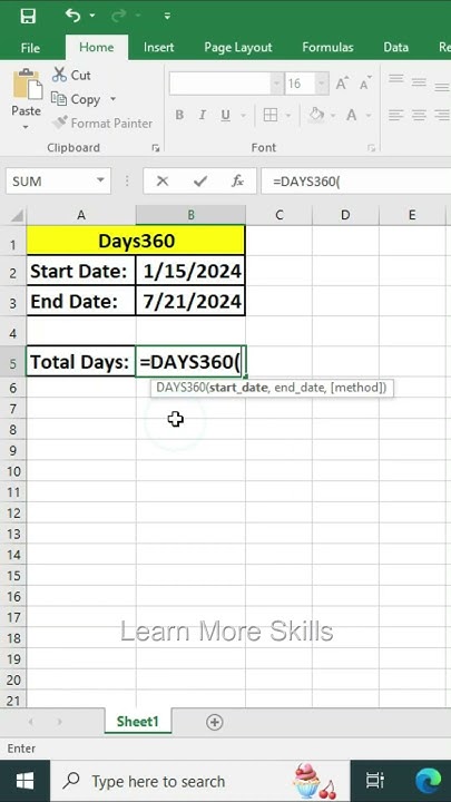 How to Use the DAYS360 Formula in Excel | Quick Excel Tutorial #Shorts #ExcelTips #ExcelShorts ...