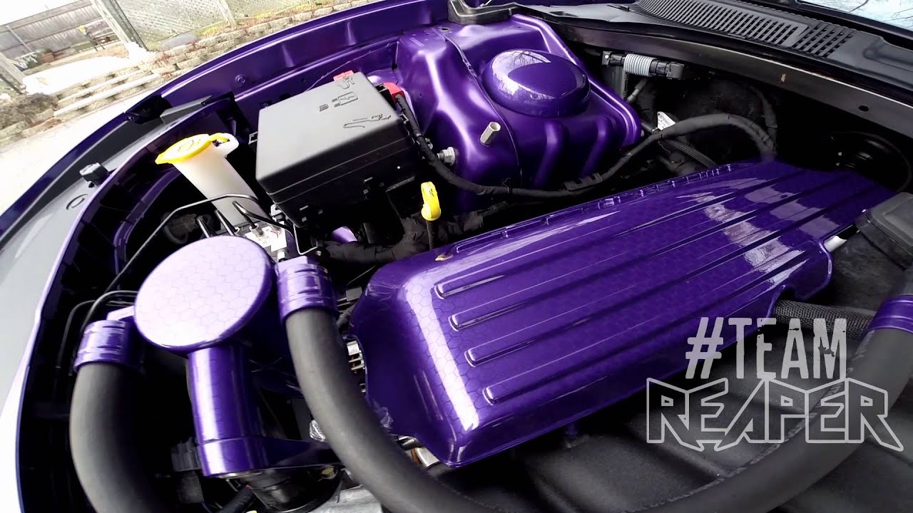 Hydrodipped 2016 plum crazy purple charger scat engine bay - YouTube