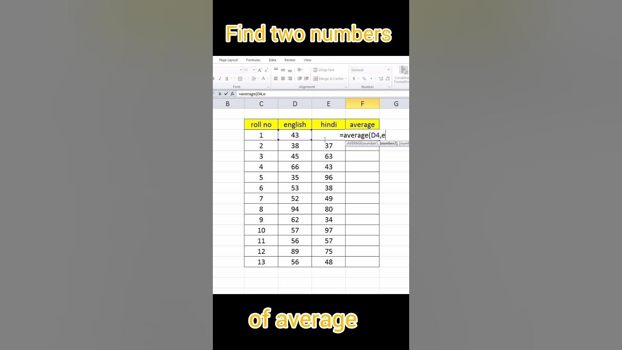 Average formula in excel #short #shortvideo #exceltips #exceltricks #exceltutorial - YouTube
