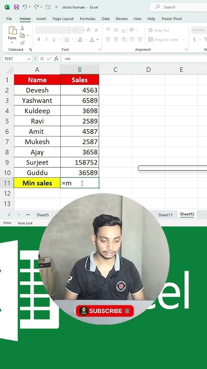 How to min function in excel | #exceltech #microsoftexcel #msofficeexcel | Collage Vision - YouTube