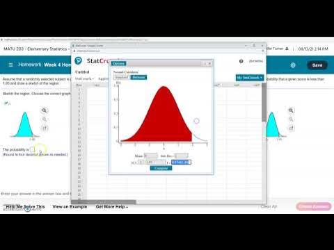 Normal Distribution Calculator in Statcrunch - YouTube