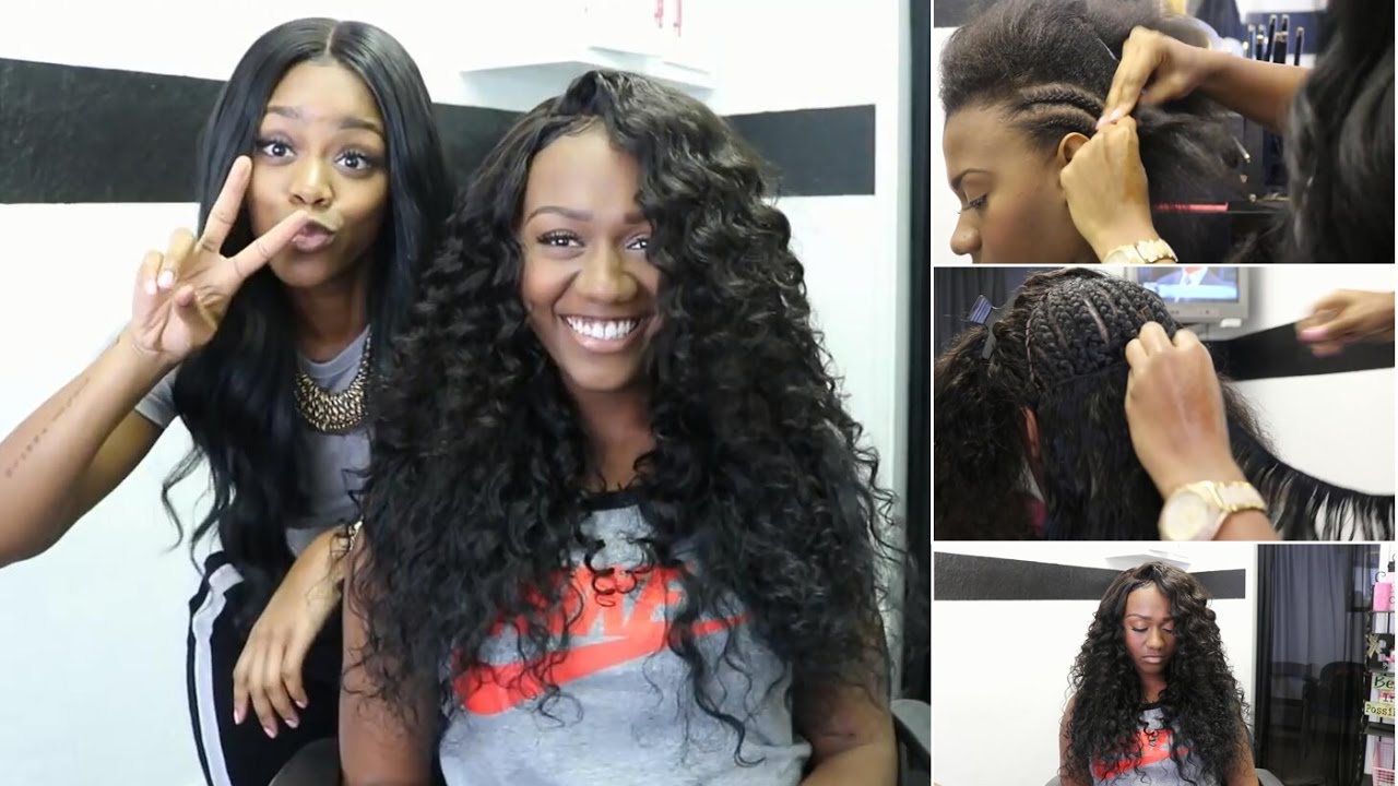HOW TO Full sew in Lace Frontal NO GLUE NO ADHESIVE |Installing from ...