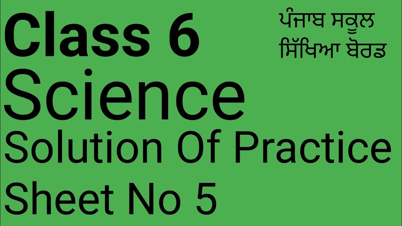 Class 6 | Science | Weekly Competency Practice sheets| Sheet No.5 |PSEB ...