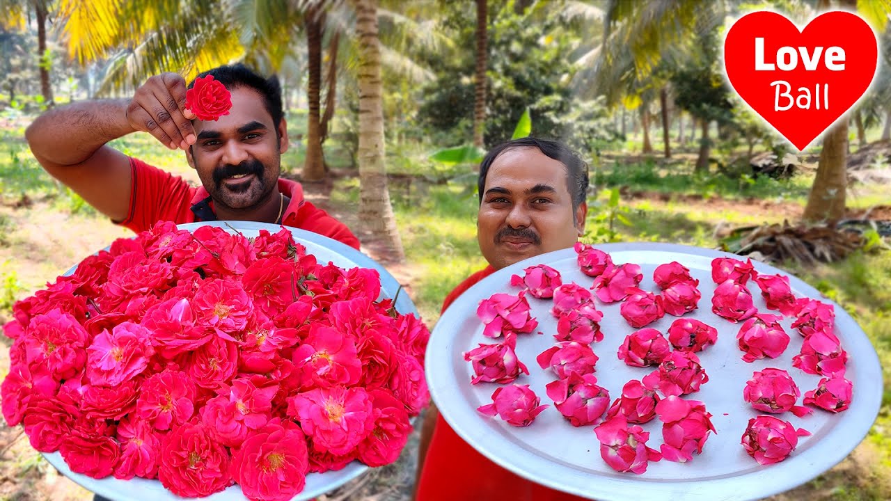 LOVE BALL | Valentines Day Special Recipe | Rose Sweet Ball Recipe ...