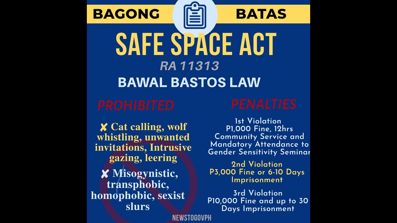 #SafeSpace Bawal Ang Bastos! Implement Republic Act 11313 : Safe Space ...