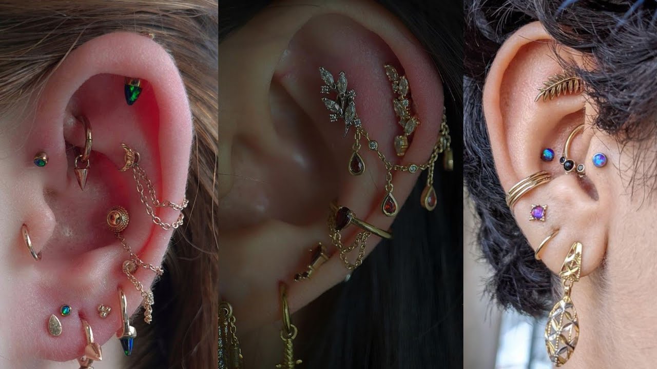 18k solid gold ear piercing jewelry designs ideas and elegant solid ...