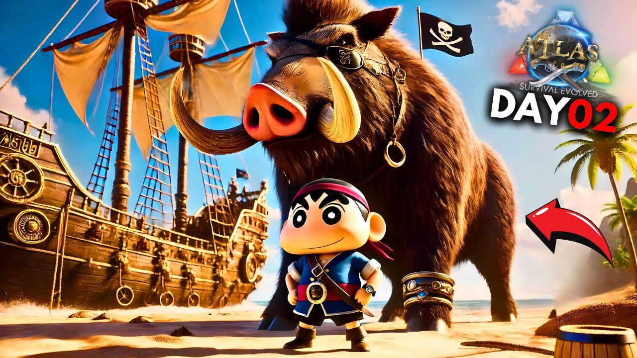 SHINCHAN Finally Taming THE GIANT PIG to Become the Pirate King Ark ...
