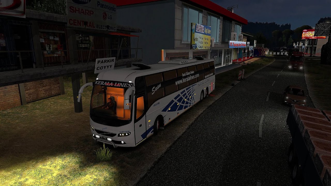 Volvo Night Driving In Village Road 🚌 | Euro Truck Simulator 2 - YouTube