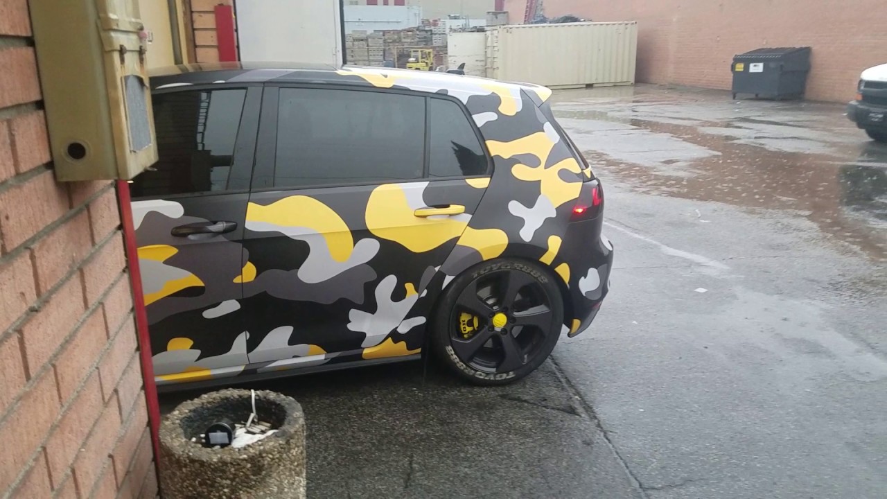 CAMO vinyl wrapped HATCHBACK VW - YouTube