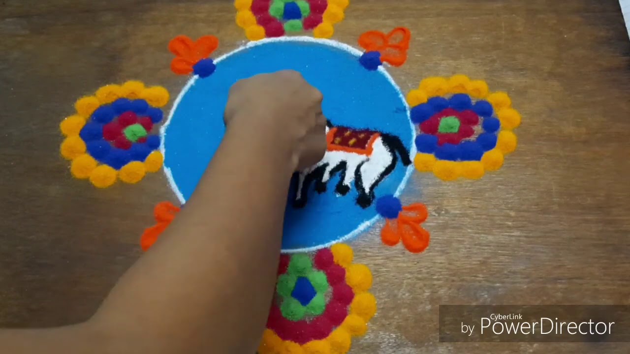Pola Rangoli easy and beautiful by - Too Sanskari - YouTube