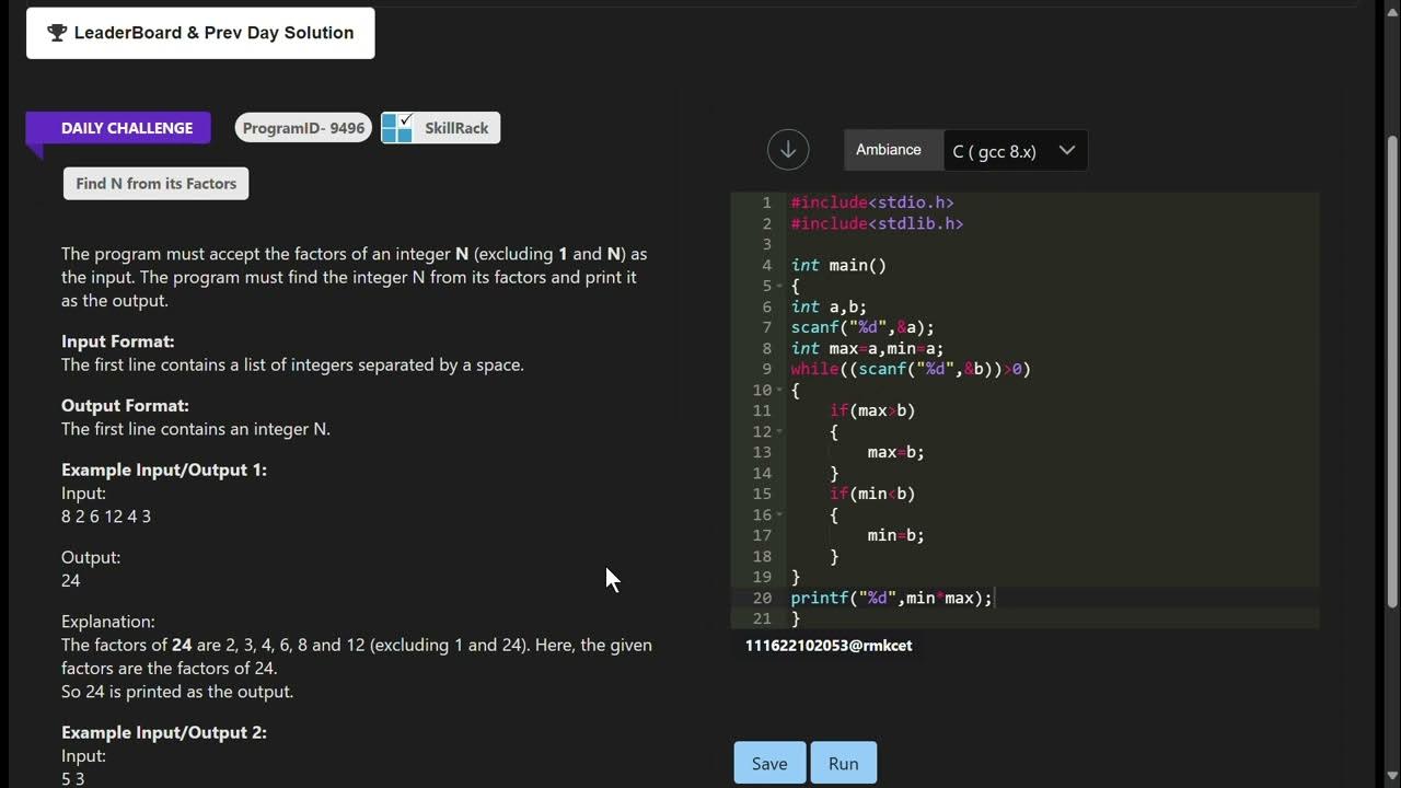 skillrack || daily Challenge || 20/10/2023 - YouTube