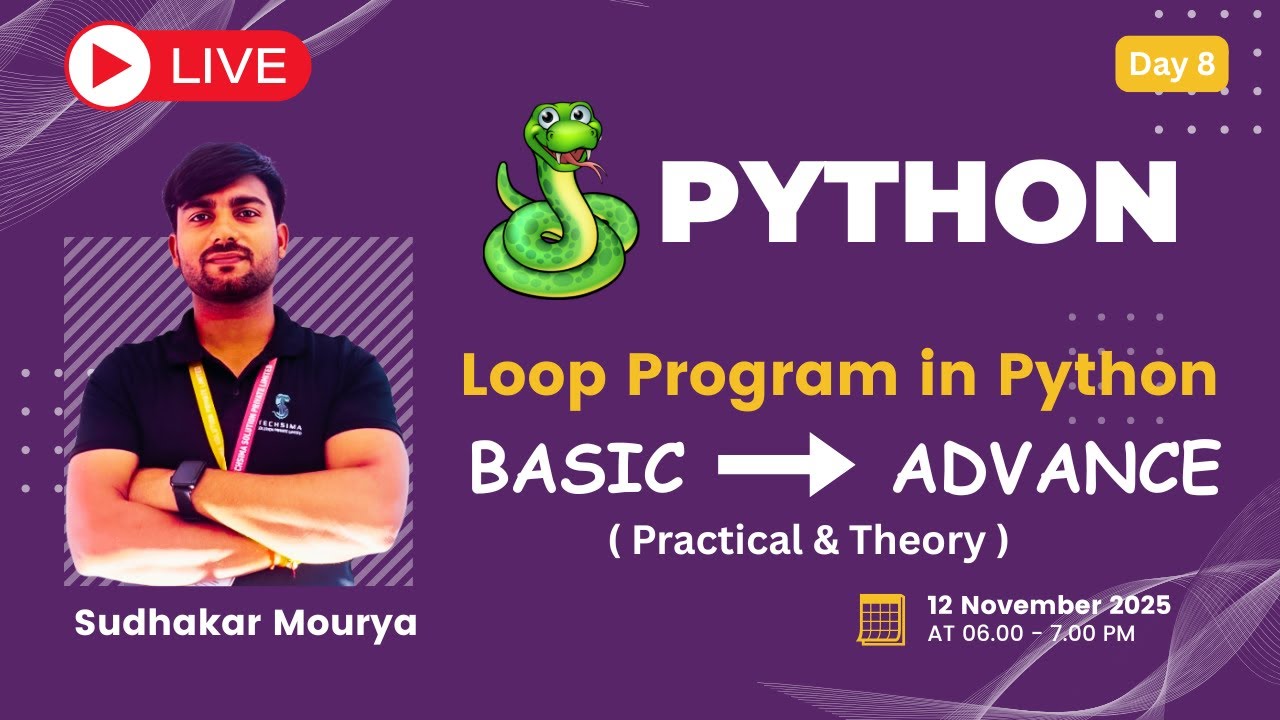 Loop statement programs in python | Python Full Course in Hindi for Beginners #python #porgrams ...