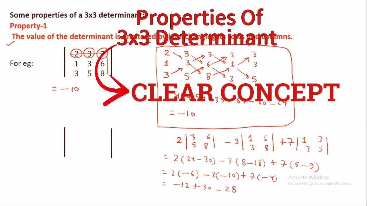 Learn the Properties of determinant of MATRIX (Class 11) - YouTube