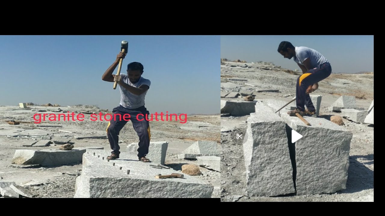 granite stone cutting style - YouTube