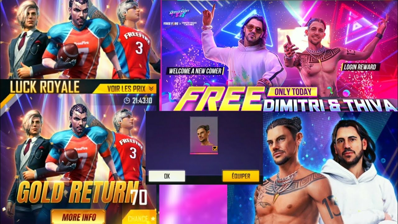 Free THIVA & DIMITRI in FF | Gold Return in Luck Royale | Free Fire all ...