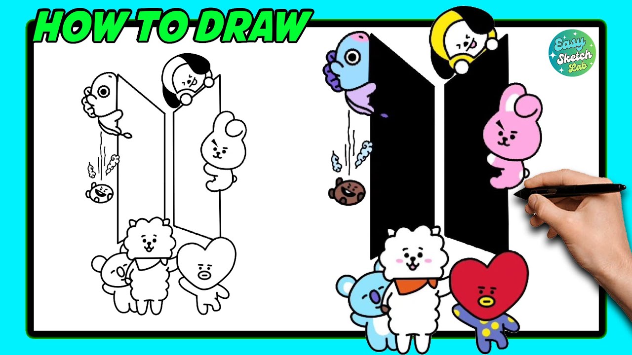 How to Draw Cute BT21 Logo Character | Step-by-Step Drawing Tutorial 💫 - YouTube
