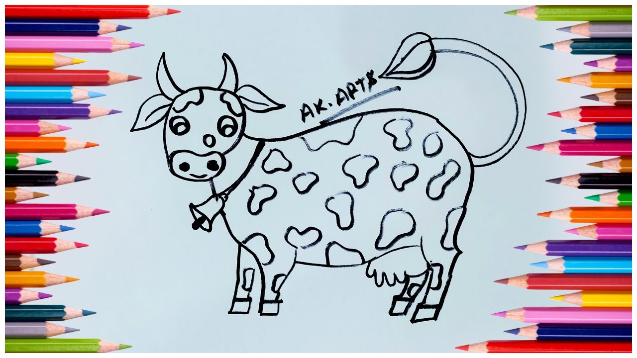 How to draw a Cow 🐄 Easy Cow drawing | caw drawing | - YouTube
