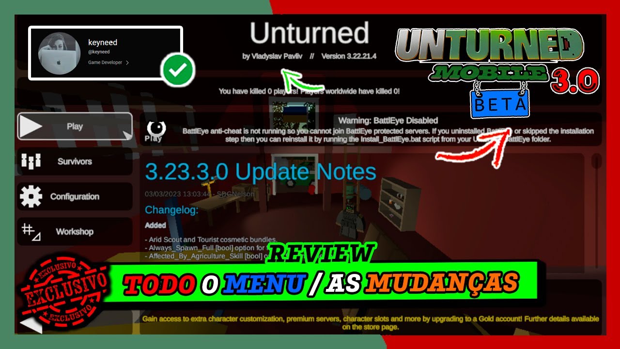 os MENUS do UNTURNED 3.0 para CELULAR !! [ EXCLUSIVO ] [ BETA TESTE ...