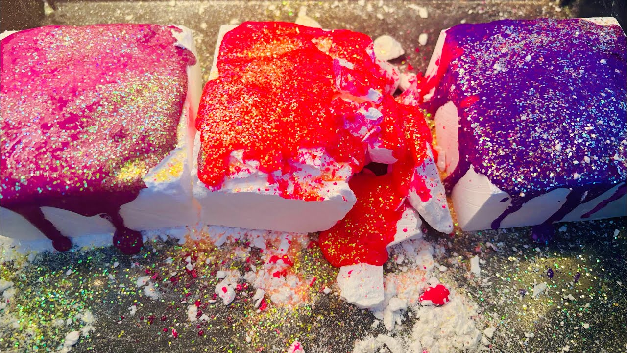 Super soft and fluffy fresh gym chalk blocks with paint and glitter + a ...