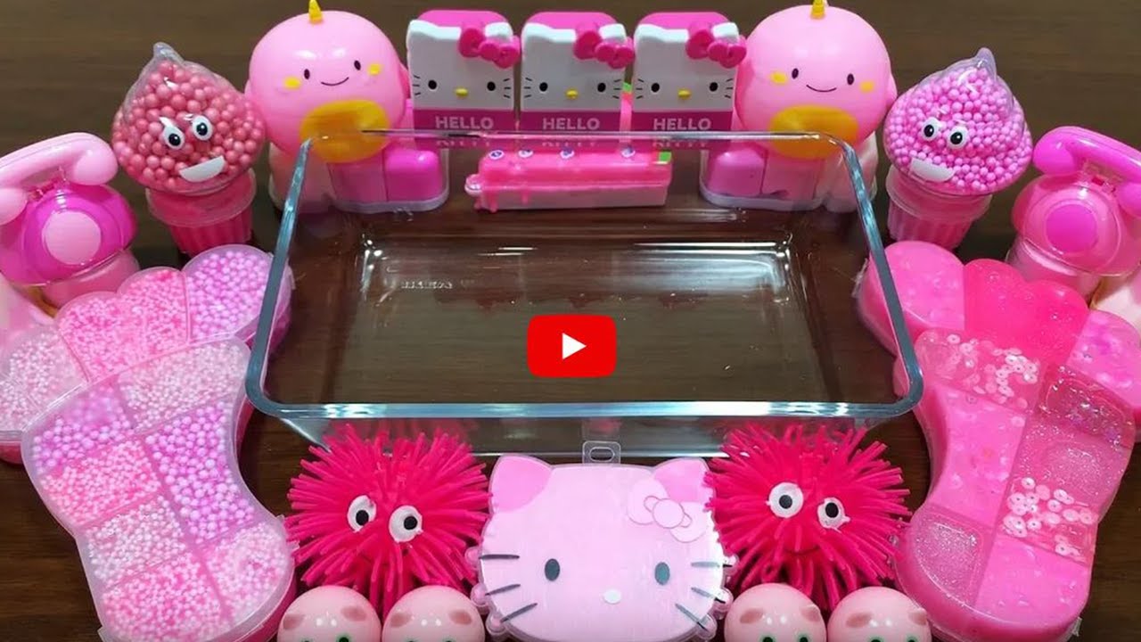 Special PINK Hello Kitty Slime Mixing Random Things Into Slime - YouTube
