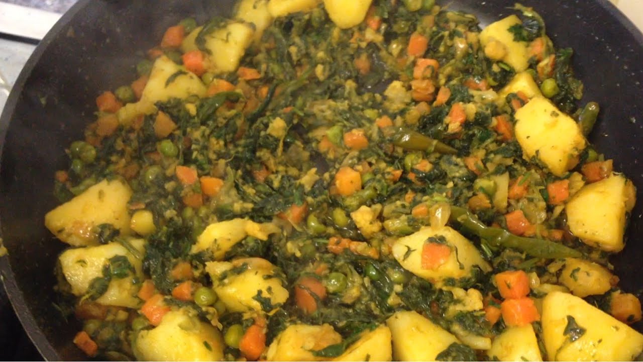 How to make Mixed Vegetables with Spinach - YouTube