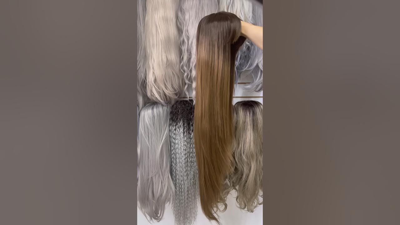 Парик, русый омбре, длинный каскад с челкой - YouTube