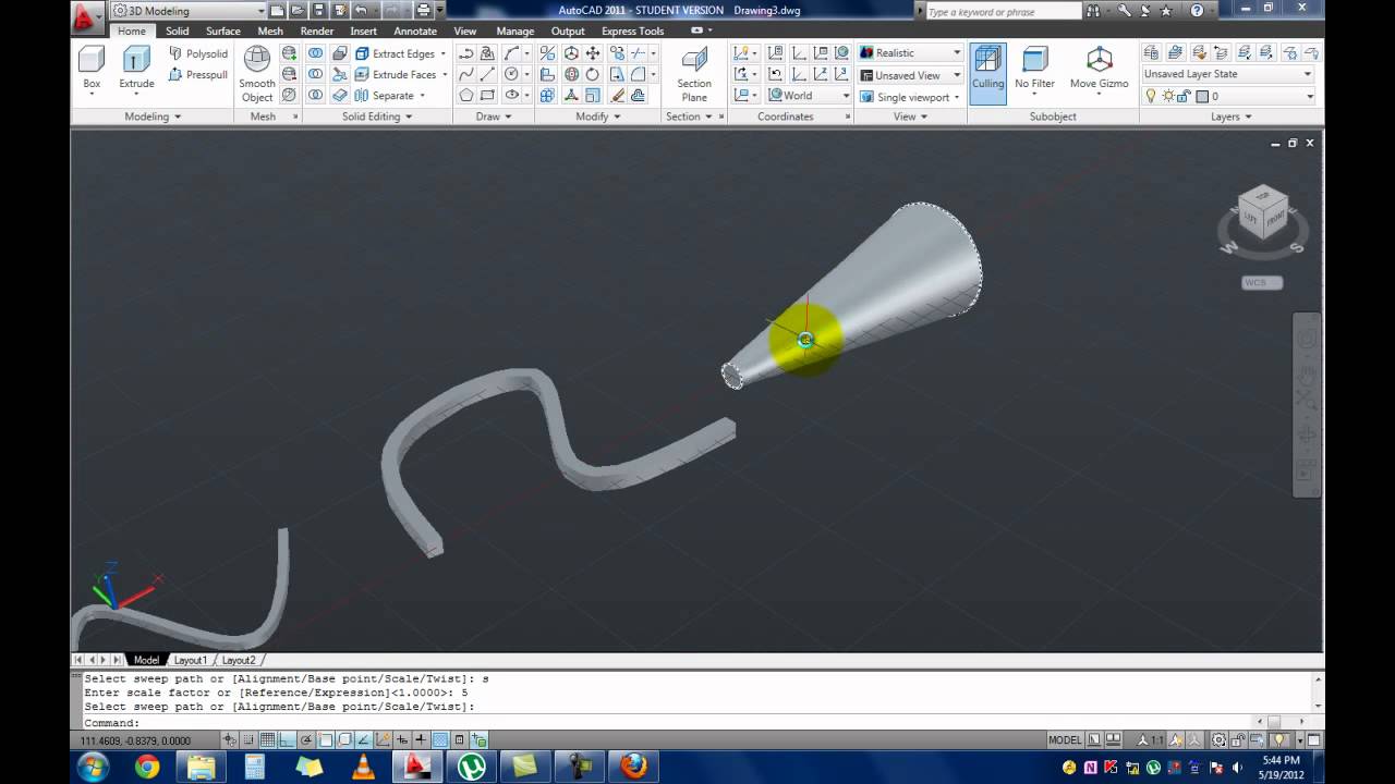 AutoCAD 2011 - 3D Sweep.mp4 - YouTube