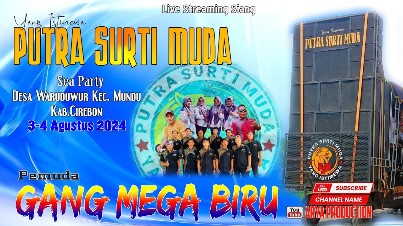 🔴 SEA PARTY GENERASI MEGA BIRU PUTRA SURTI MUDA MINGGU.04 AGUSTUS 2024 ...