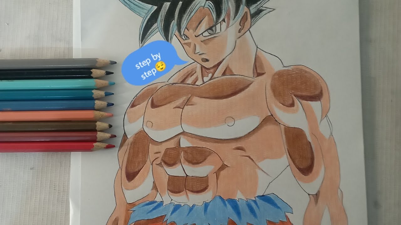 how to draw Goku step by step | Goku colour drawing tutorial | Faber ...