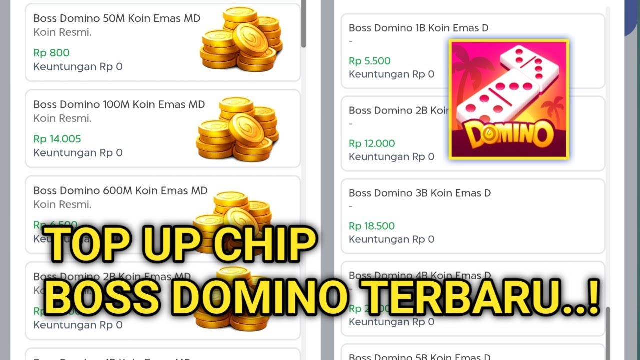 Cara Top Up Chip Boss Domino Termurah - YouTube