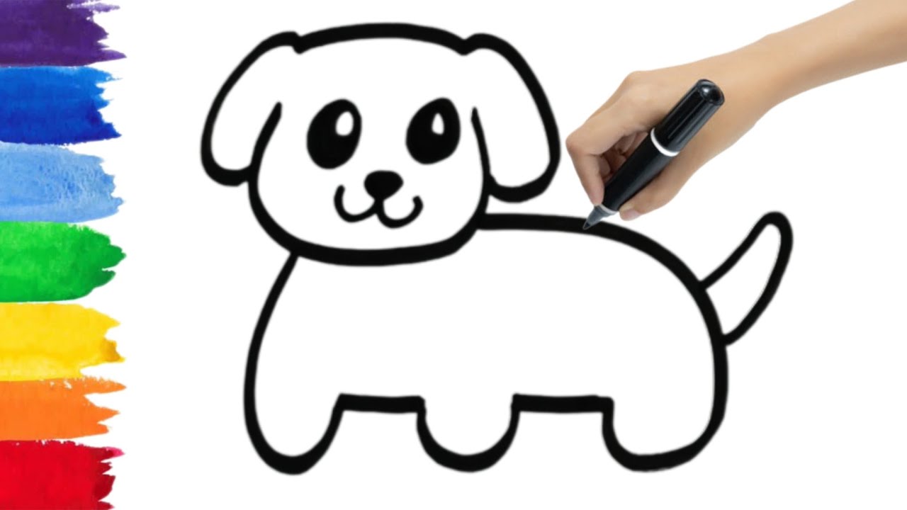 how to draw a cute dog 🐕 for kids and toddlers| easy drawing step by ...