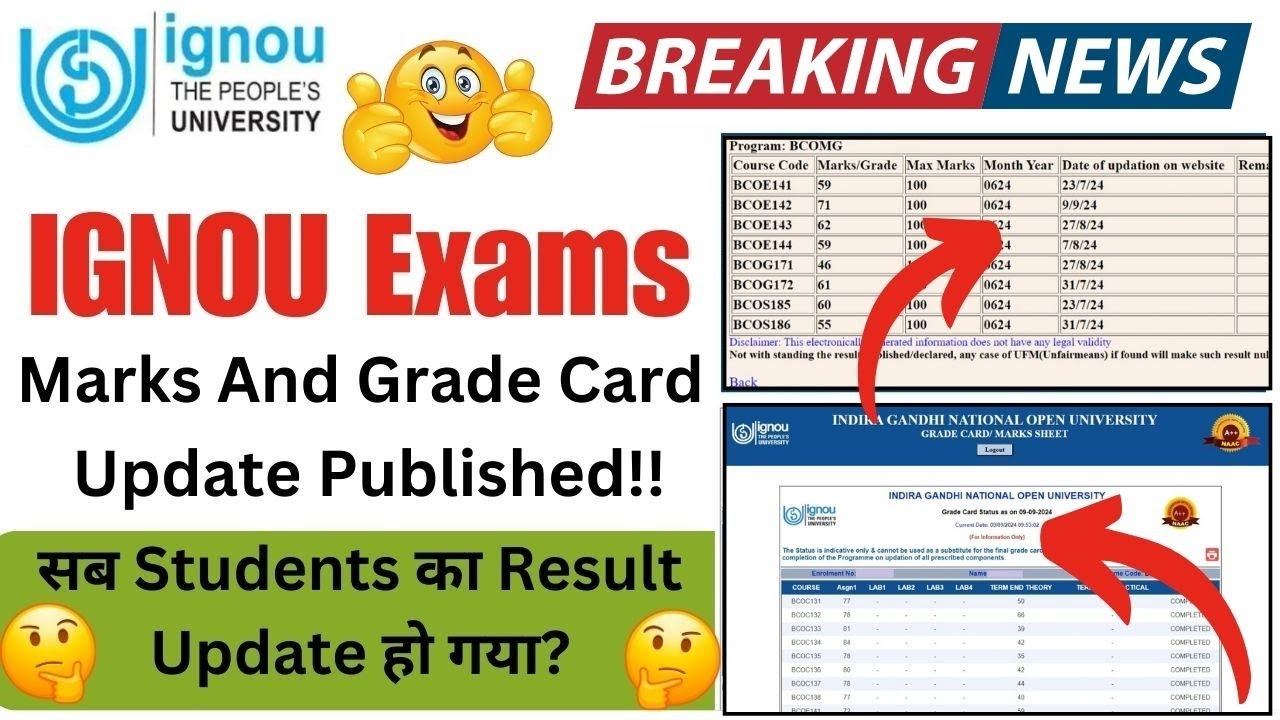 (Breaking News) IGNOU June 2024 Exams Result New Update || IGNOU Grade ...