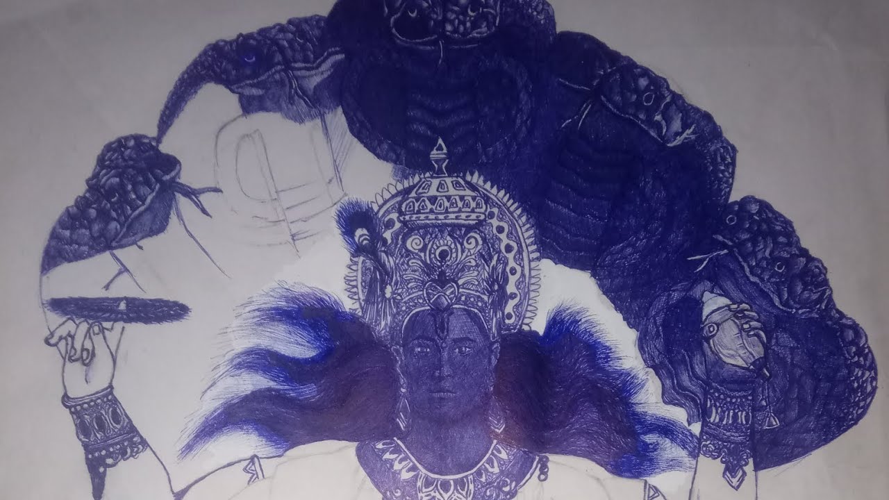 drawing lord vishnu# using ball pen # @drawing pen # realistic drawing ...