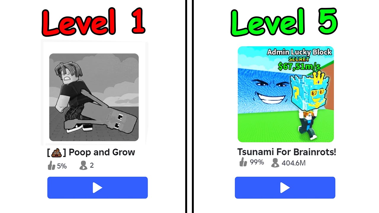 I Tried 5 Levels of Roblox Brainrot Games - YouTube