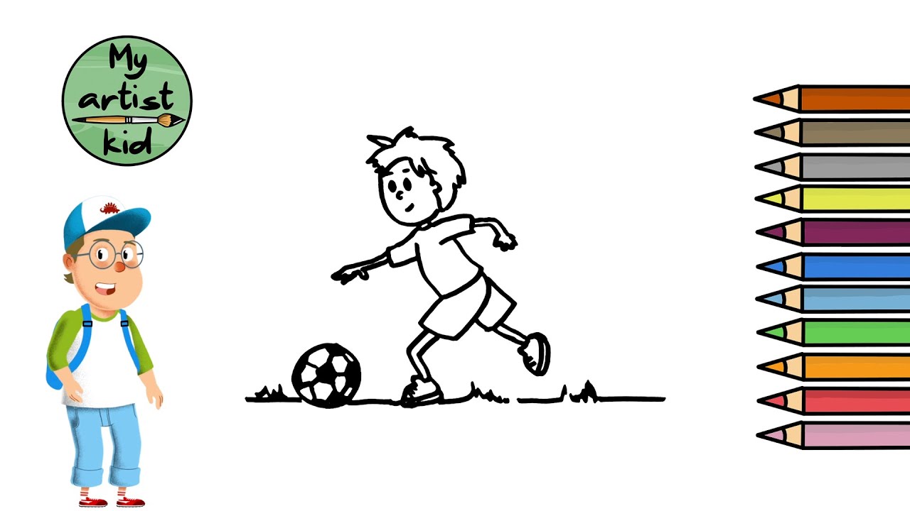 How to Draw a Soccer Player - Easy drawing, painting and coloring for ...