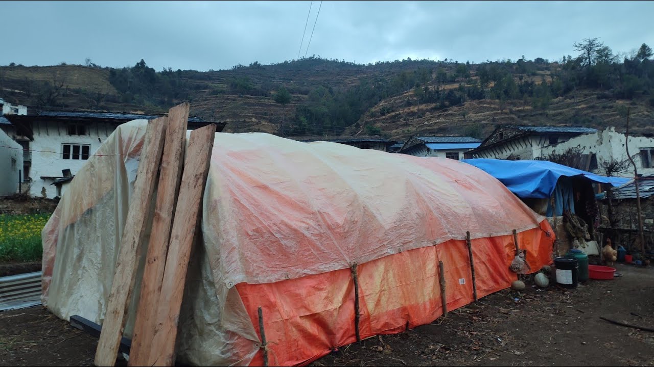 Nepali Himalayan village| Snowfall time| Mountain Village life| Organic ...