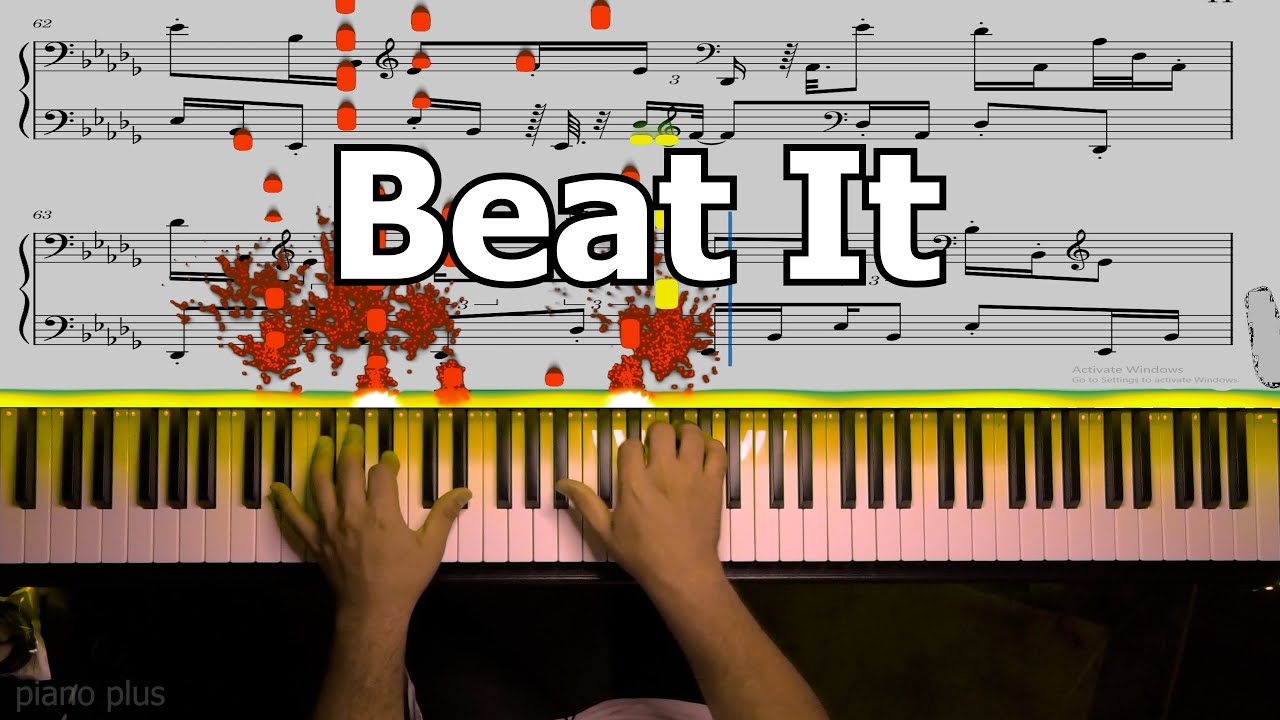 Michael Jackson - Beat It ( Piano tutorial cover ) with notes - YouTube