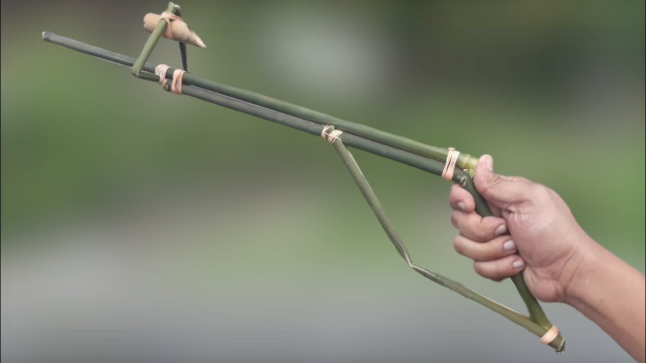 Cara Membuat Tembak Karet Super Keren Dari Ranting Bambu - YouTube