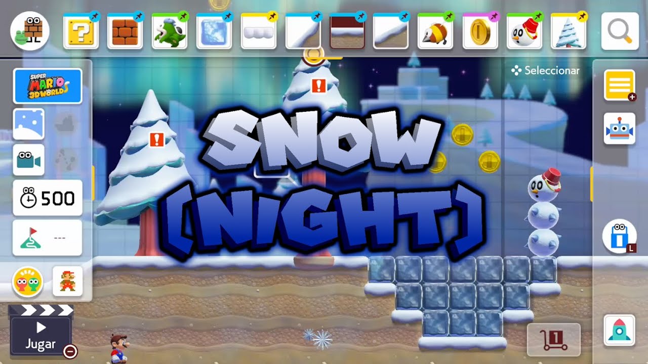 3DW Snow (Night) in Super Mario Maker 2 Mod - YouTube