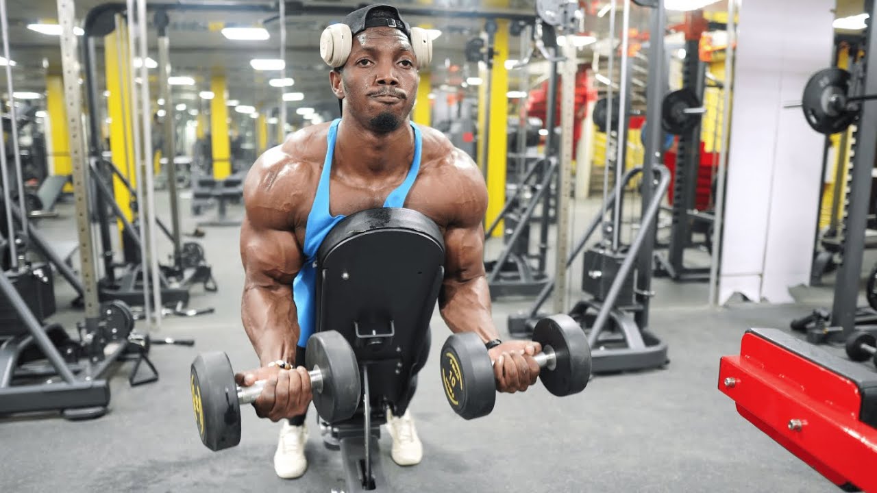 African Bodybuilder Gains Intense Shoulders & Arms Session - YouTube