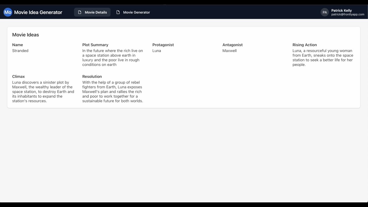 Frontly - Building a Movie Idea Generator app in 20 minutes with AI ...