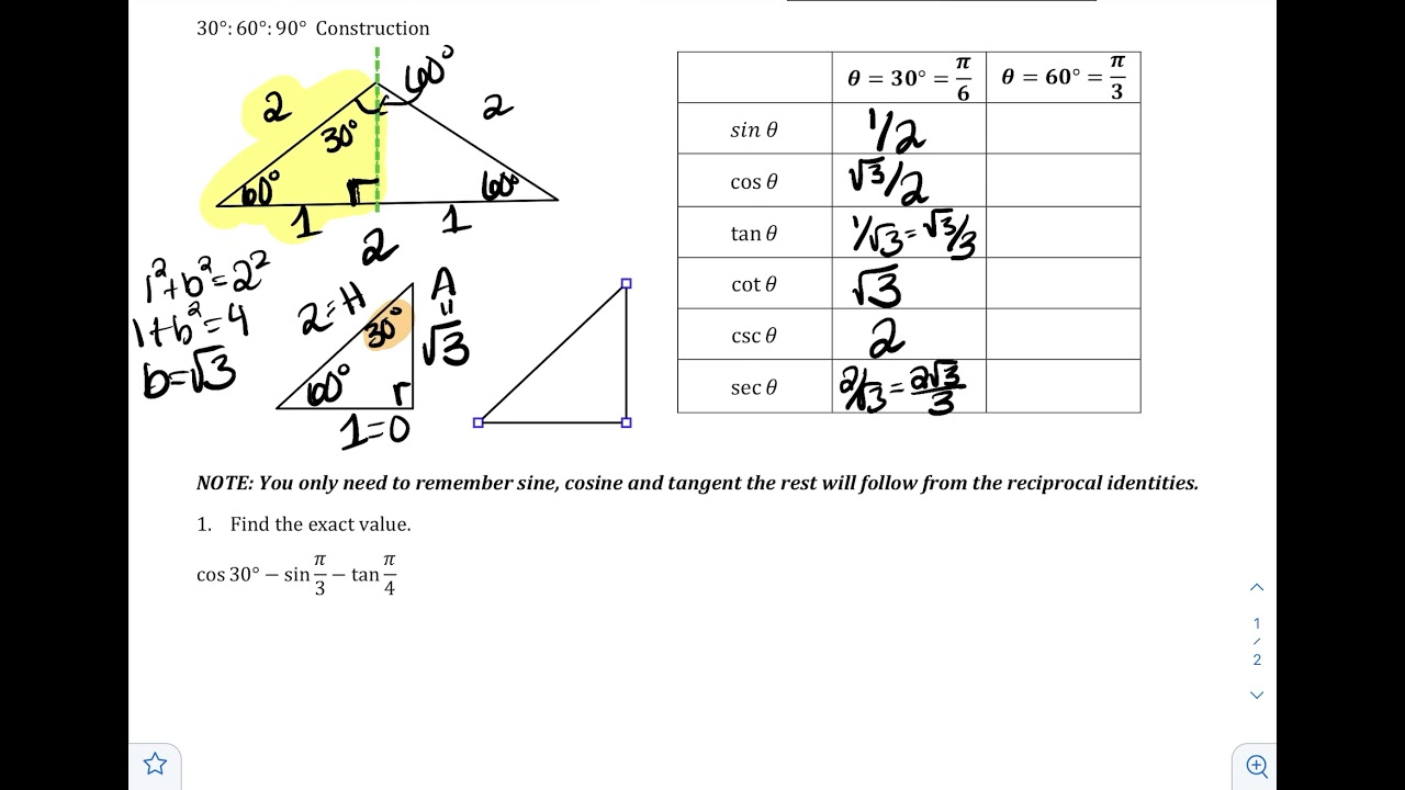 45° 45° 90° and 30° 60° 90° Triangles - YouTube