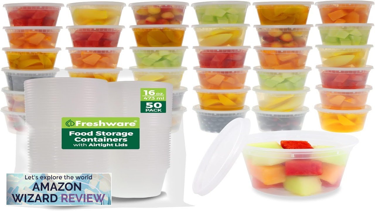Freshware Food Storage Containers 50 Set 16 oz Plastic Deli Containers ...