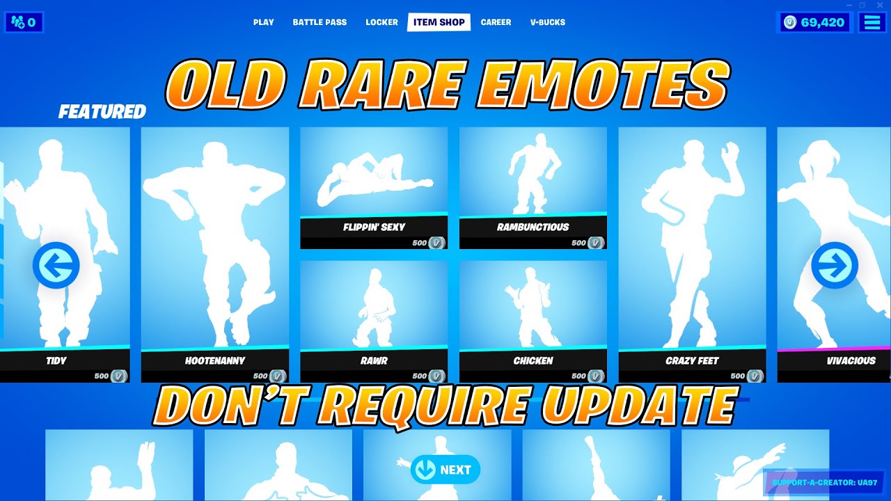 All Old RARE Emotes that Doesn't Require Update Item Shop Preview ...