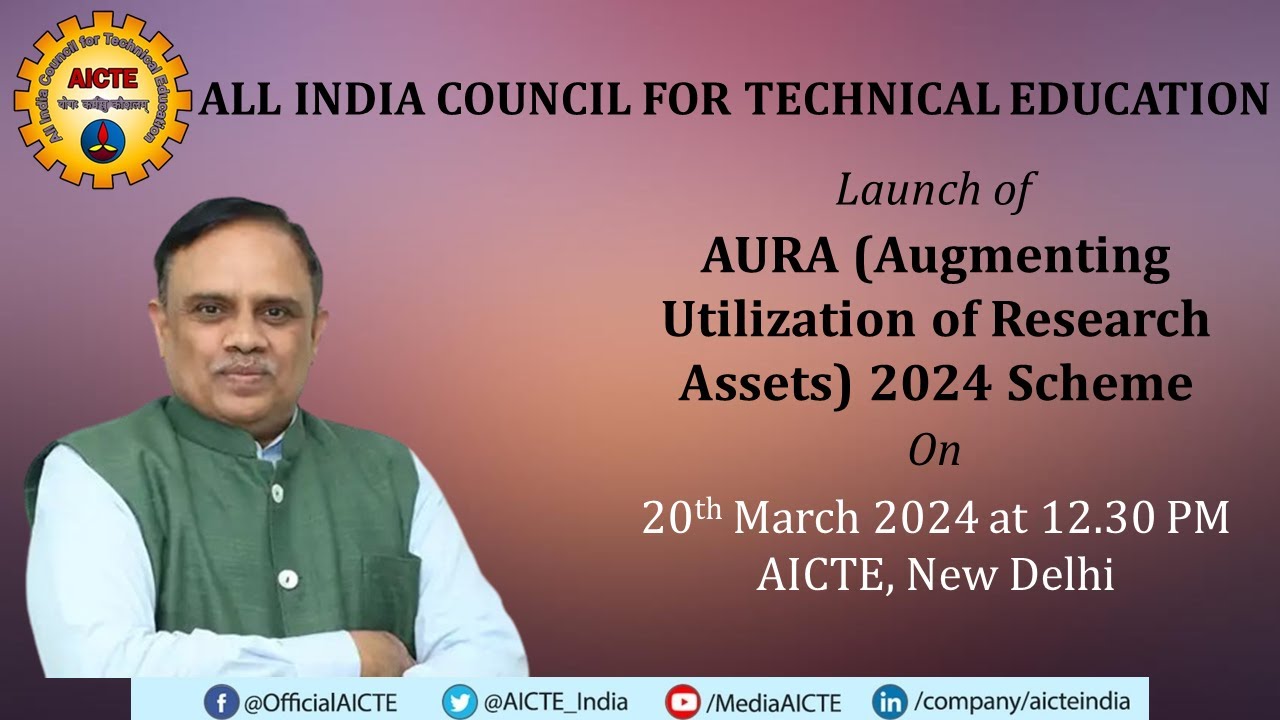 Launch of AICTE AURA(Augmenting Utilization of Research Assets) 2024 ...