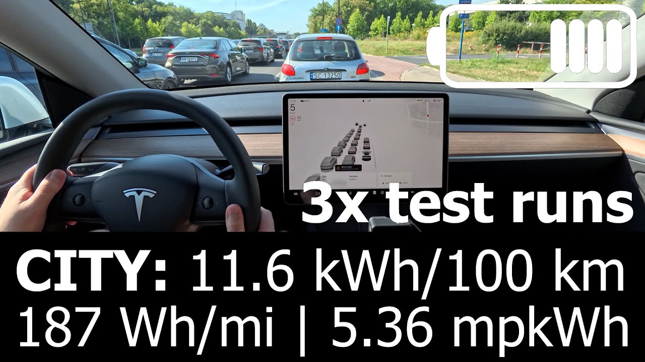 Tesla Y Long Range RWD: CITY energy power consumption economy test ...