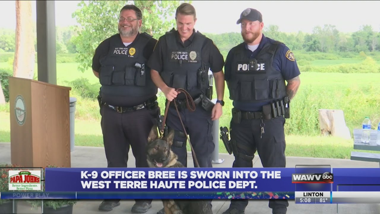 K-9 officer Bree is sworn into the west terre haute police dept. - YouTube