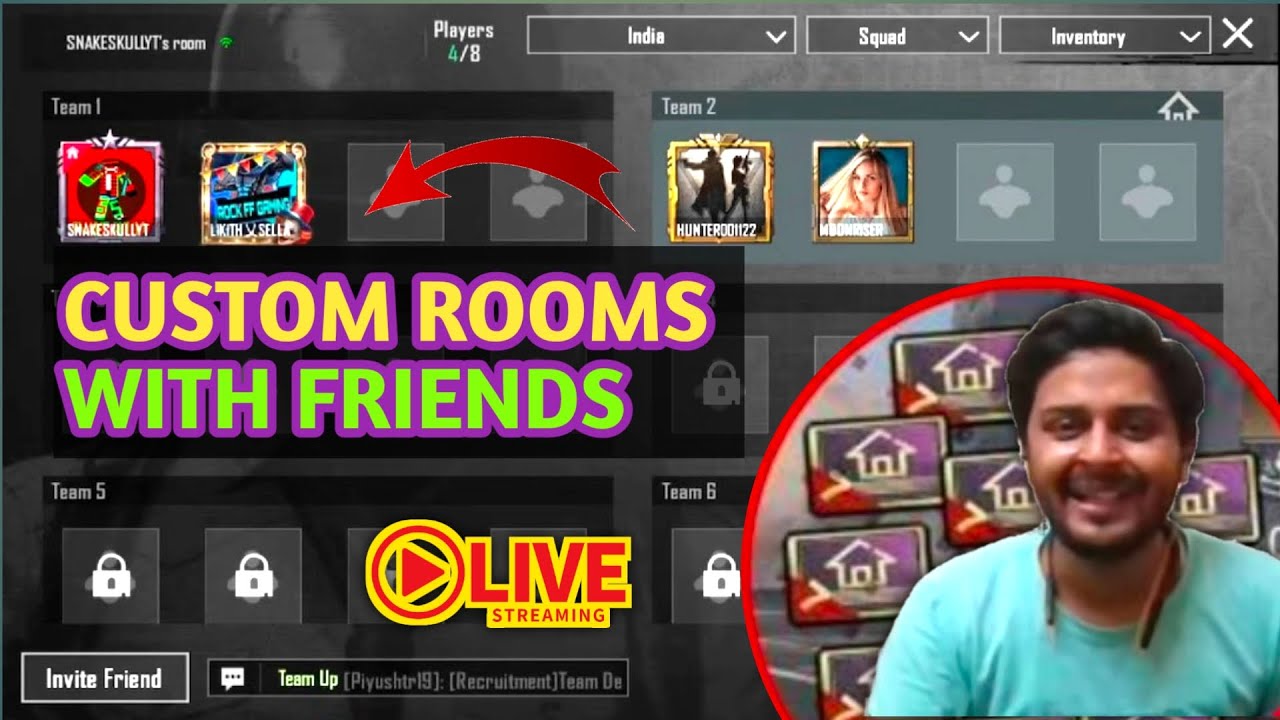 BGMI STREAM FACECAM UNLIMITED CUSTOMS WITH ALL FRIENDS. 😁 #DAY19 - YouTube